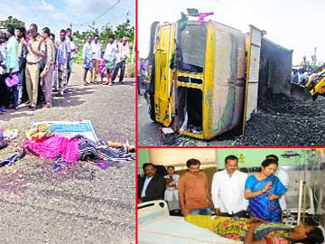 మృత్యుశకటం | collage students Injuries in tipper accident and one ...