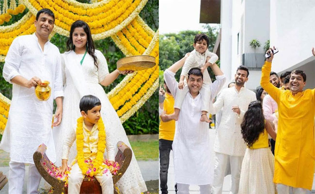 ధోతి ఫంక్షన్‌: మనవడిని ఎత్తుకుని దిల్‌ రాజు చిందులు | Dil Raju Young ...