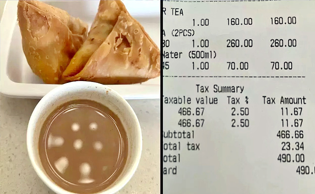 Huge Bill For Chai Samosa At Mumbai Airport Netizens Shocks - Sakshi