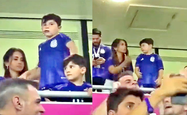 FIFA World Cup 2022: Messi Son Throws Chewing-Gum on Fans in R-16 - Sakshi
