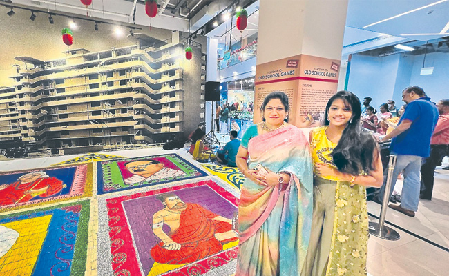 Sudha Ravi Rangoli With Cream Sticks Enter Singapore Book Of Records ...