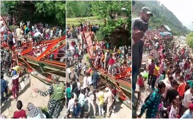 Shocking: Iron Bridge Collapse During Baisakhi Fair At Jammu Kashmir ...