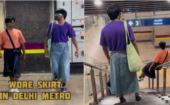 Delhi Metro: లుంగీ అనుకుని స్కర్ట్ వేసుకున్నారా ఏంటి భయ్యా..? | Delhi ...