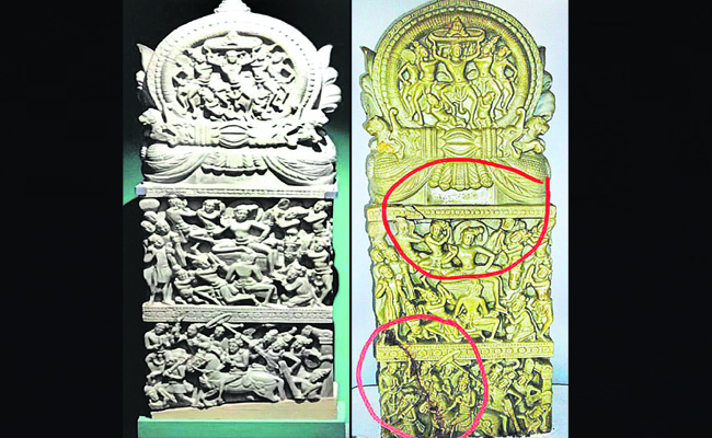 అరుదైన శిలా ఫలకం.. అంతులేని నిర్లక్ష్యం! | Limestone Buddhist rock slab ...