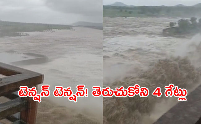 Telangana Heavy Rains: Nirmal Kadem Project 4 Gates Jammed - Sakshi