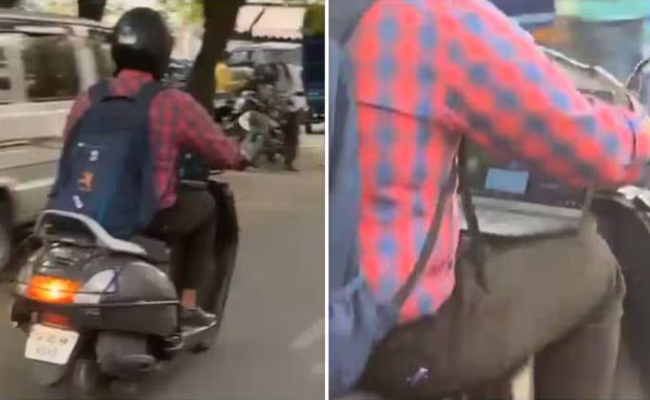 Viral Video: స్కూటీ నడుపుతూ వర్క్ కాల్‌.. ఈ ఐటీ ఉద్యోగి కష్టం చూడండి.. | Bengaluru Man Attends ...