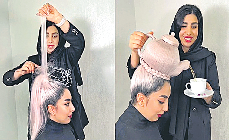 భ్రుకు టీ ముడిపడే సీన్‌! | Iranian woman creates teapot hairstyle but ...