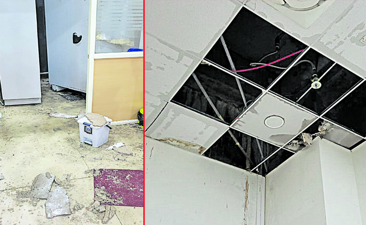 రాజధాని అమరావతిలో హైకోర్టు పరిస్థితి ఇదీ.. | High courts false ceiling ...