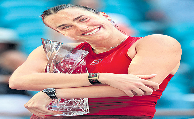 ‘మయామి’ క్వీన్‌ సబలెంకా | Aryna Sabalenka clinches maiden Miami Open title with victory over ...