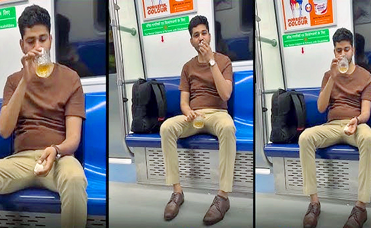 Delhi Metro: మరో వీడియో వైరల్‌.. ఈసారి మద్యం వంతు.. | Young Man ...