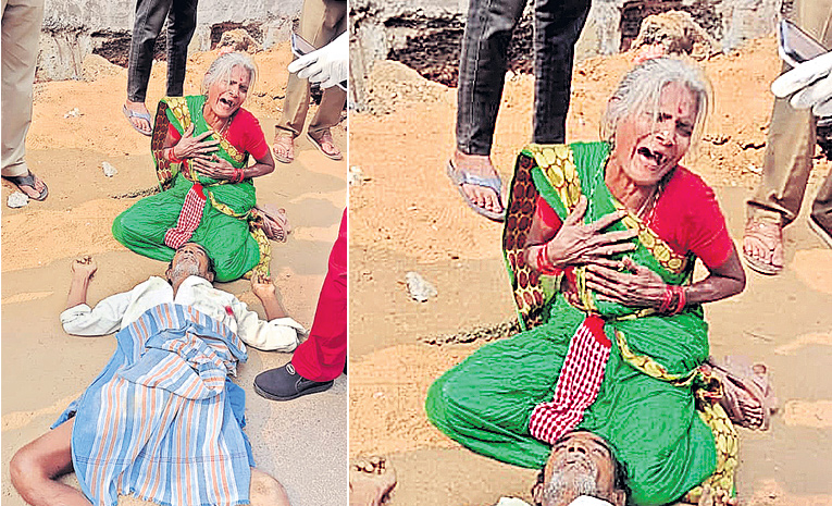 దేవుడా.. నా తోడును తీసుకెళ్లిపోయావా... | Old Man Road Accident in ...
